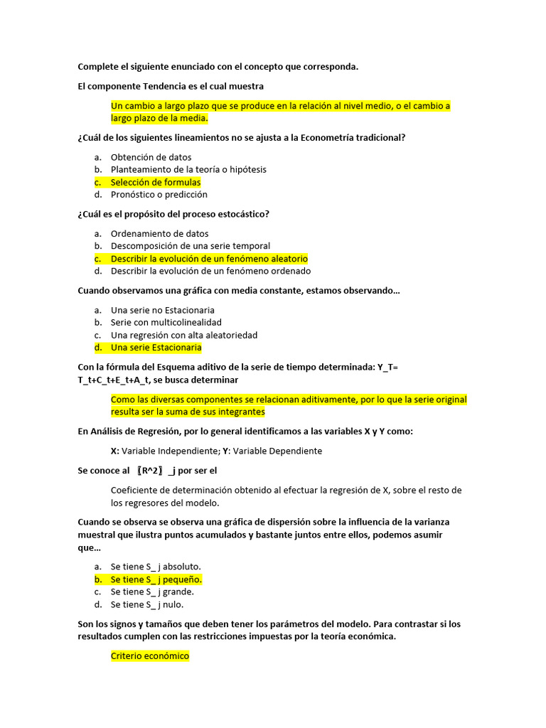Cuestionario Provisional de Modelos | PDF | Análisis de regresión | Econometría