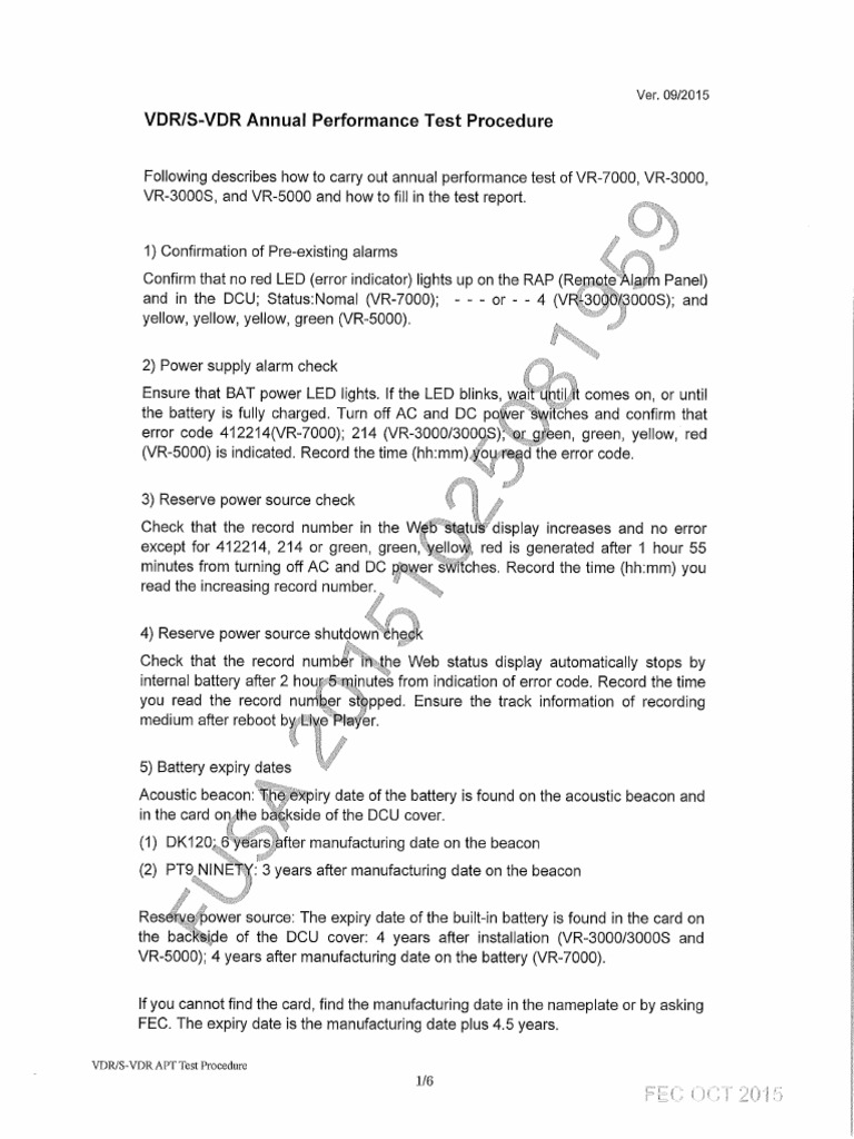 Vr7000 New Apt Test Procedure | PDF