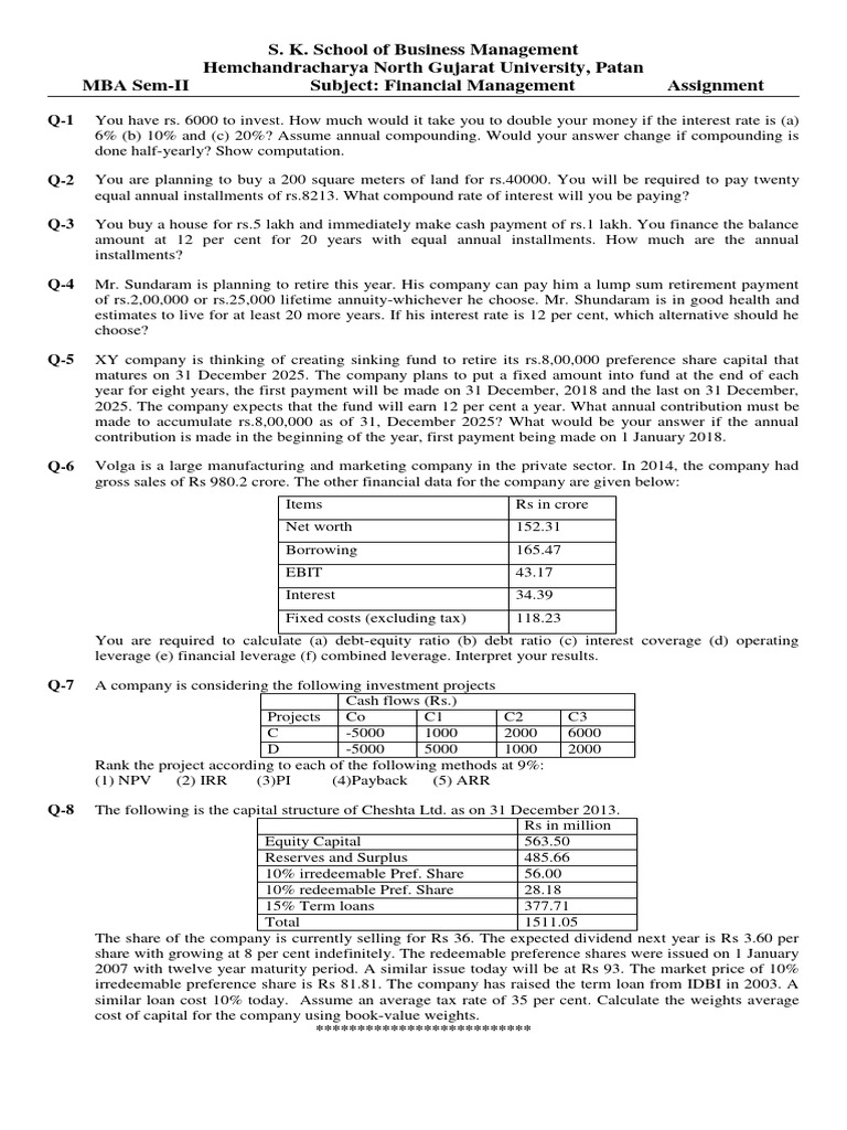 FM Assignment | PDF | Preferred Stock | Interest