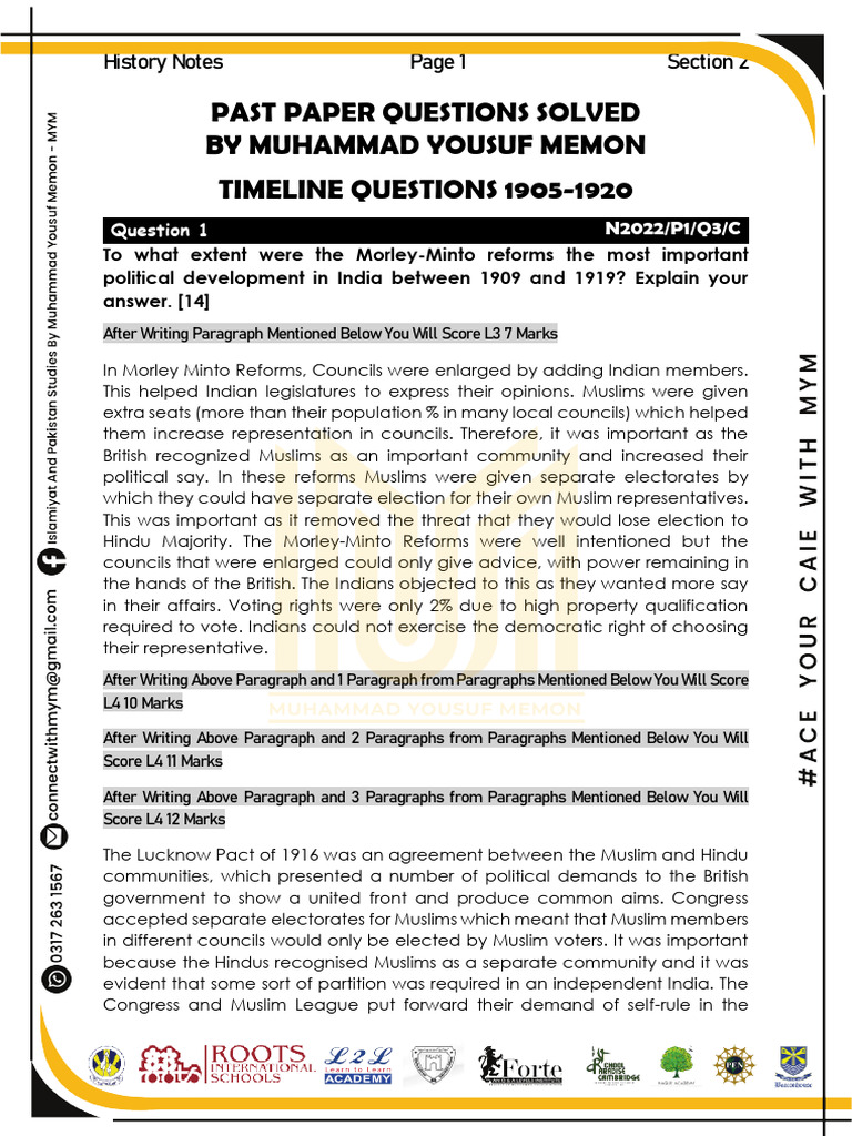 Timeline Questions Notes and Solved Past Papers 2023-24 | PDF ...
