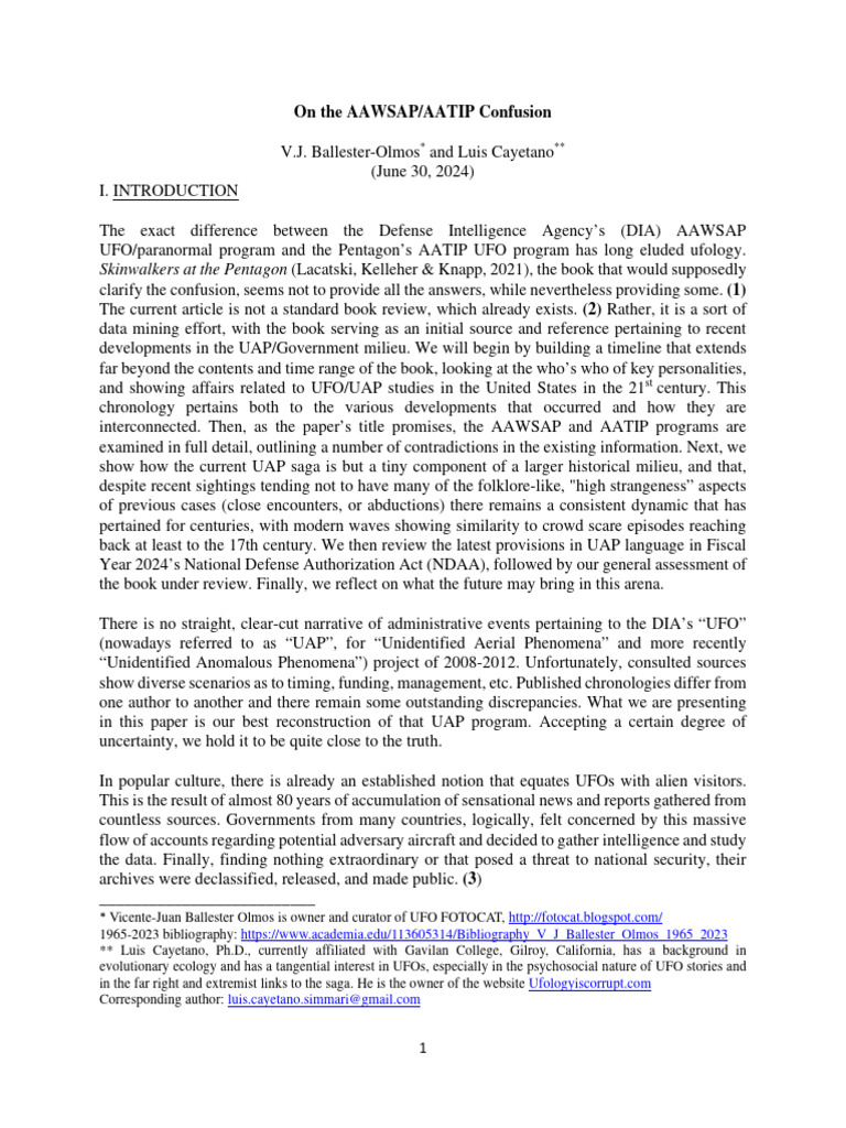 On The AAWSAP AATIP Confusion | PDF | Unidentified Flying Object | Ufology