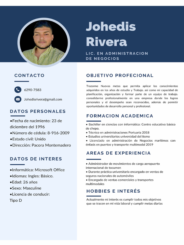 Currículum Vitae CV de Mujer Minimalista Azul | PDF