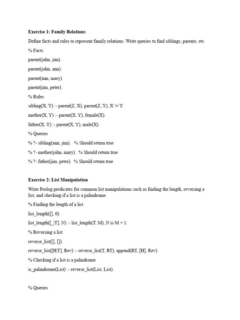 Prolog Sheet | PDF