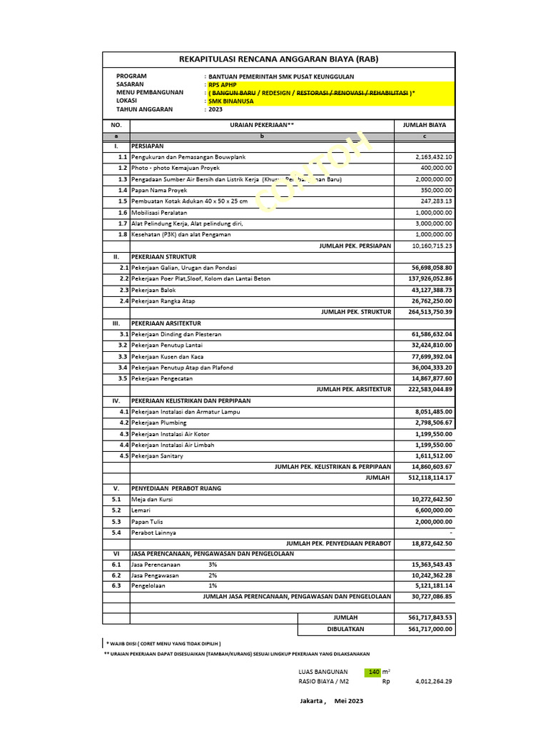 (Template) 20240418 CONTOH RAB DAN ANALISA HARGA SATUAN - TAHUN 2024 ...