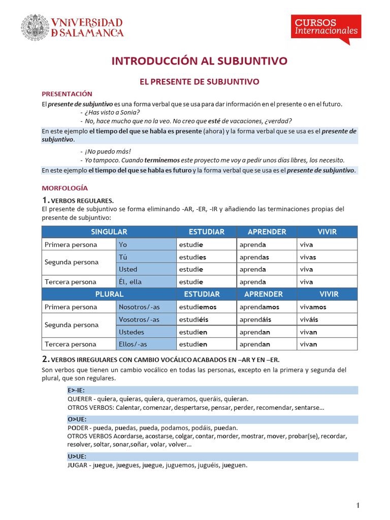 Introducción Al Subjuntivo | PDF | Verbo | Adverbio