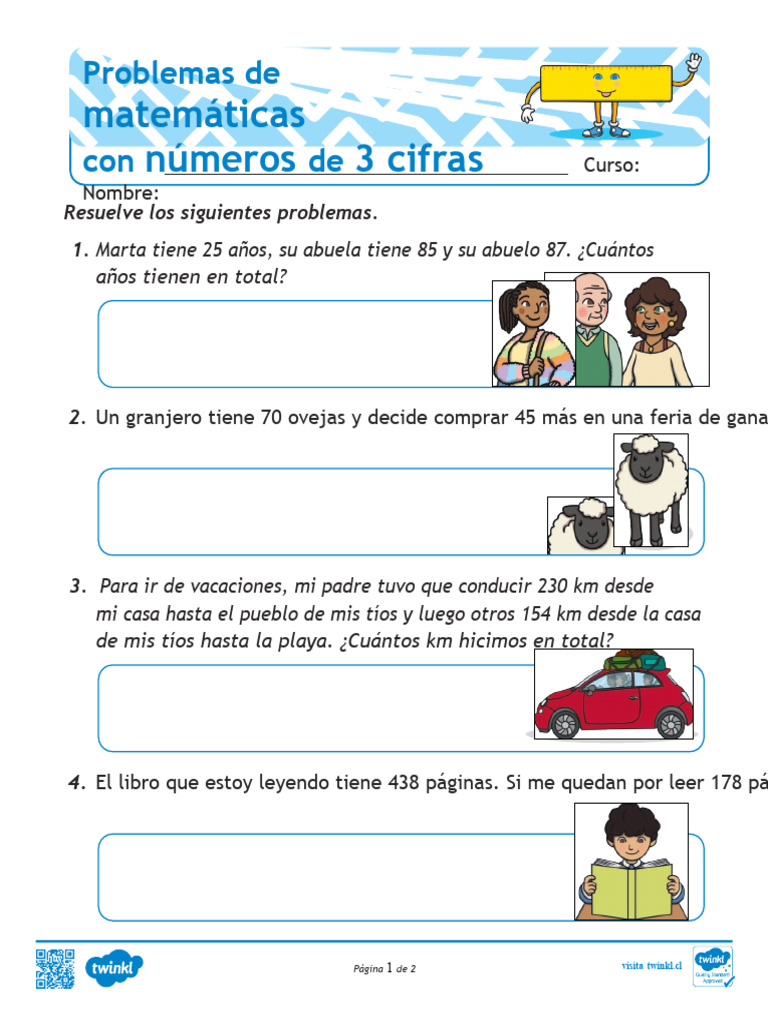 Problemas de Sumas y Restas de 3 Cifras | PDF