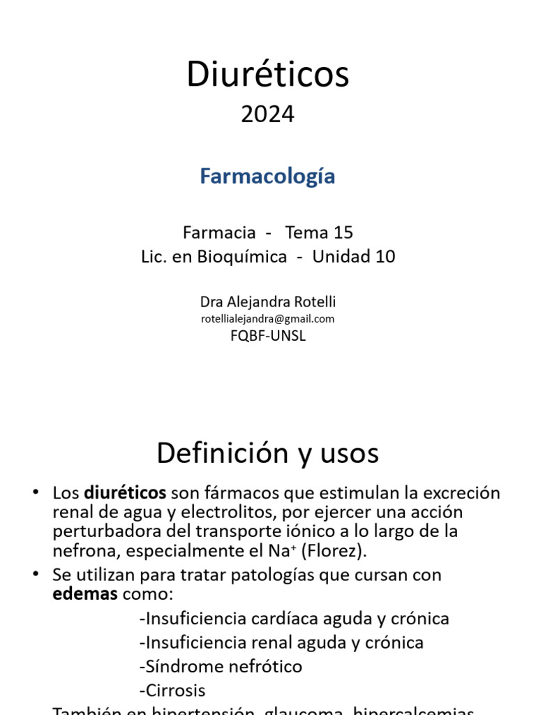 Diuréticos | PDF | Riñón | Especialidades Medicas