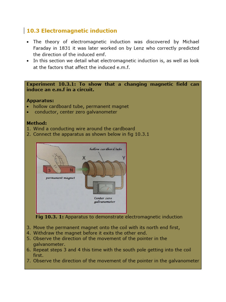 10.3 Notes | PDF | Electromagnetic Induction | Inductor