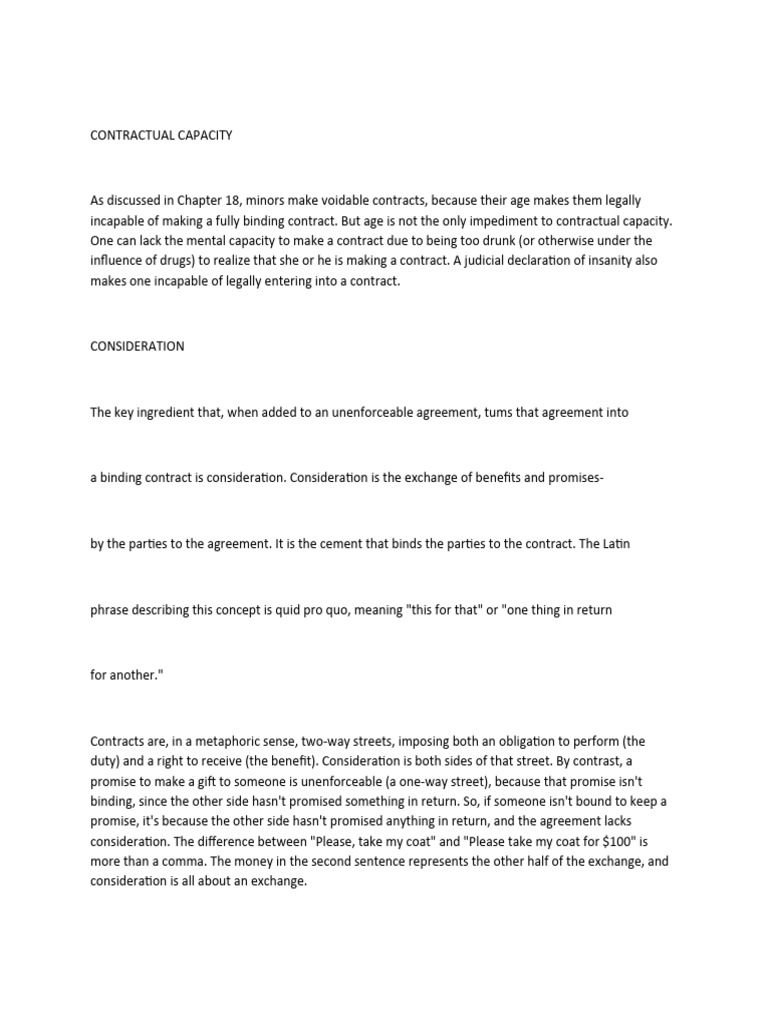 CONTRACTUAL CAP | Download Free PDF | Consideration | Consent