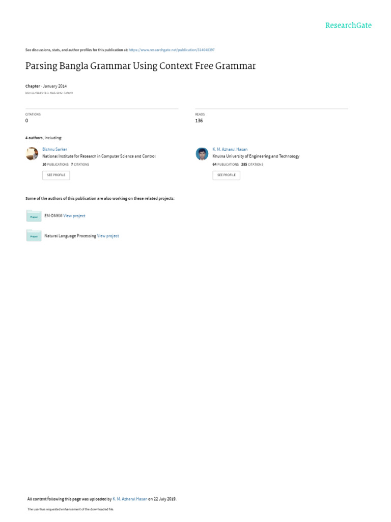 Parsing-Bangla-Grammar-Using-Context-Free-Grammar | PDF | Parsing | Noun