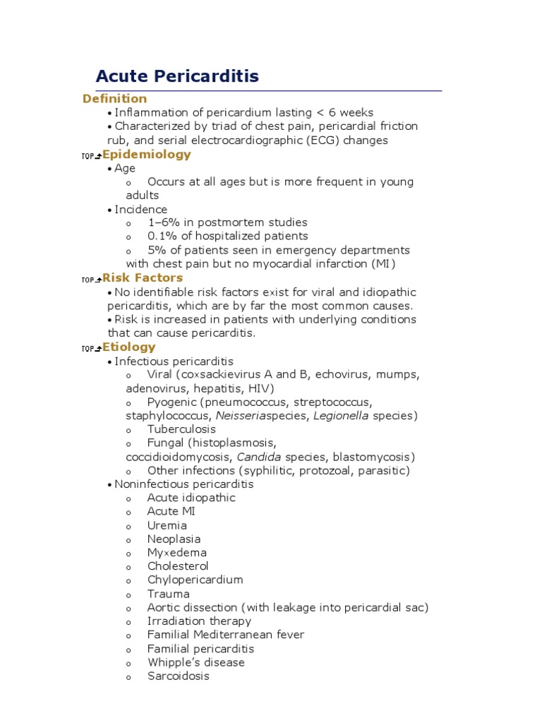 Acute Pericarditis | PDF | Heart | Blood Pressure