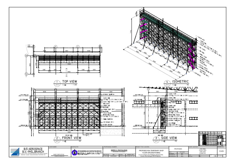 R2A TEMPORARY SHOP FLOOR AIRCONDITIONING SCAFFOLDING VIEWS AND ISOMETRIC LAYOUT Rev01 | PDF