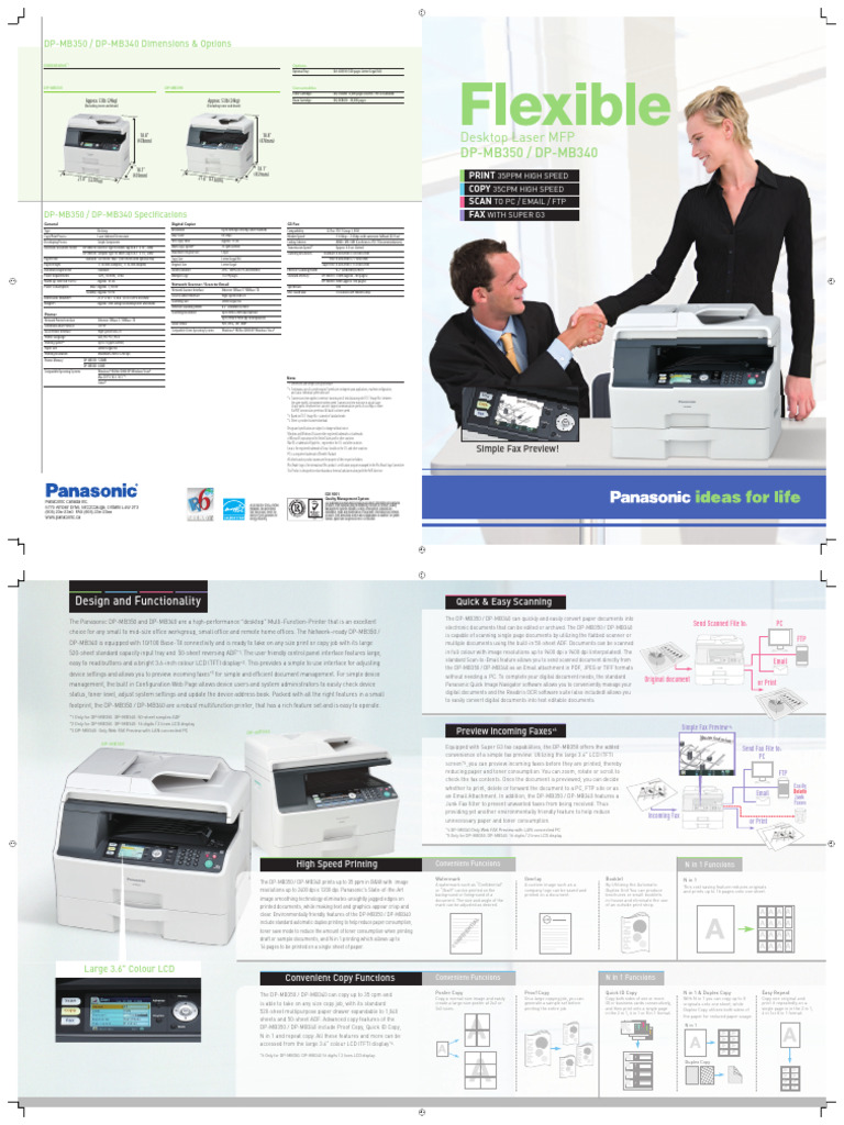 Panasonic DP Mb350 Copier Brochure | PDF | Image Scanner | Fax