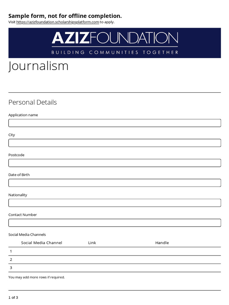 Journalism Application Form Details | PDF