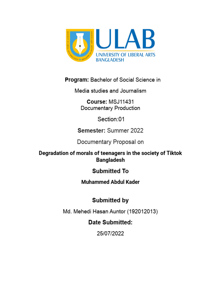 Documentary Proposal Paper | PDF | Social Media | Popular Culture ...