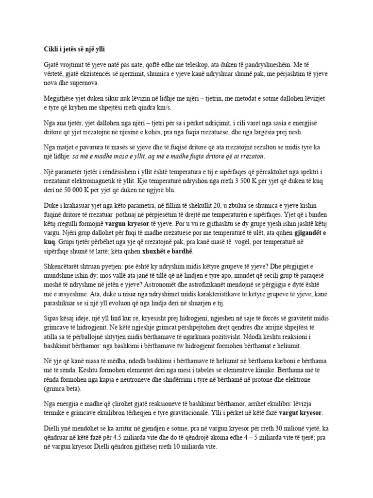 Cikli I Jetës Së Një Ylli | PDF