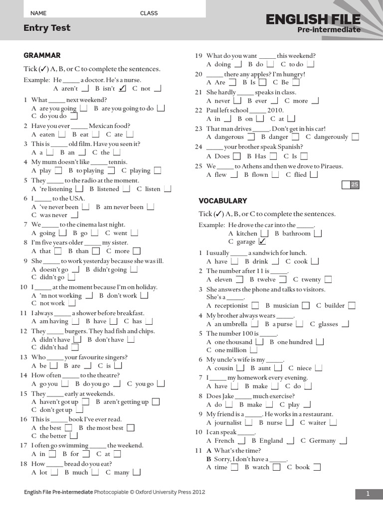 A2 Grammar Review | PDF