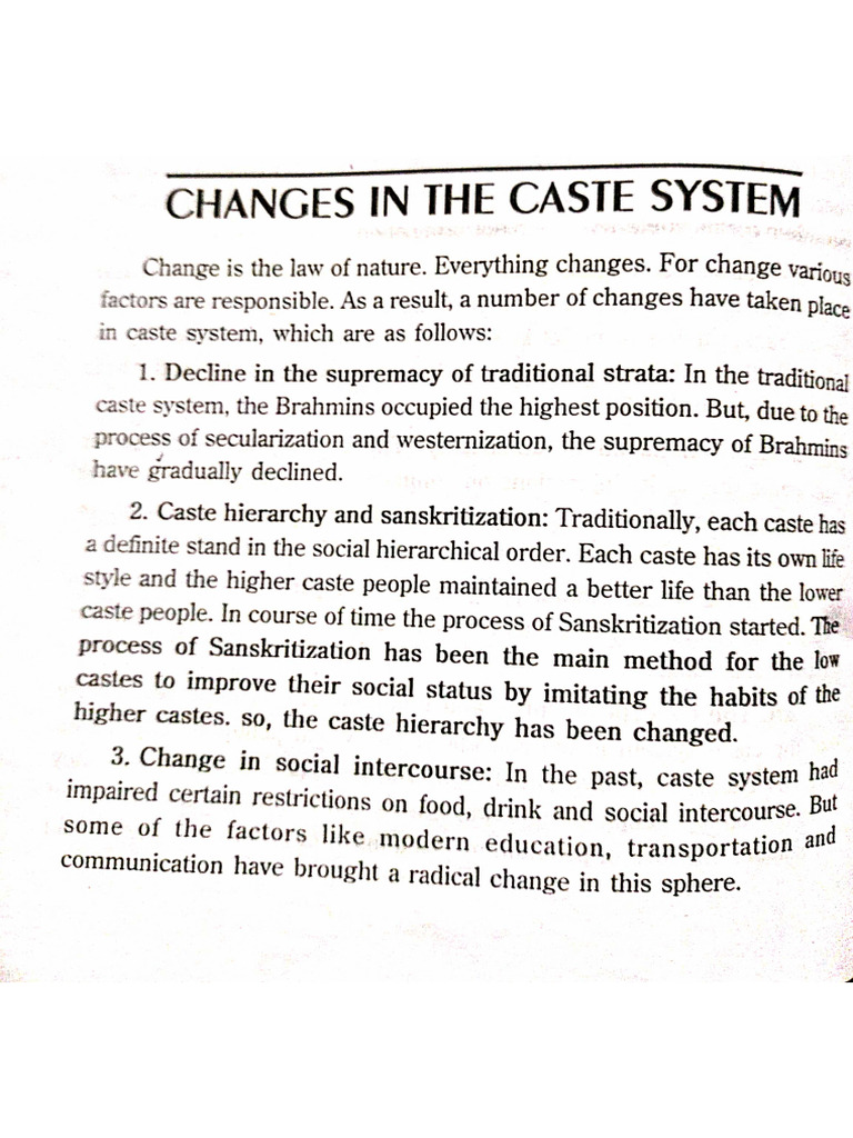 Changes in The Caste System | PDF