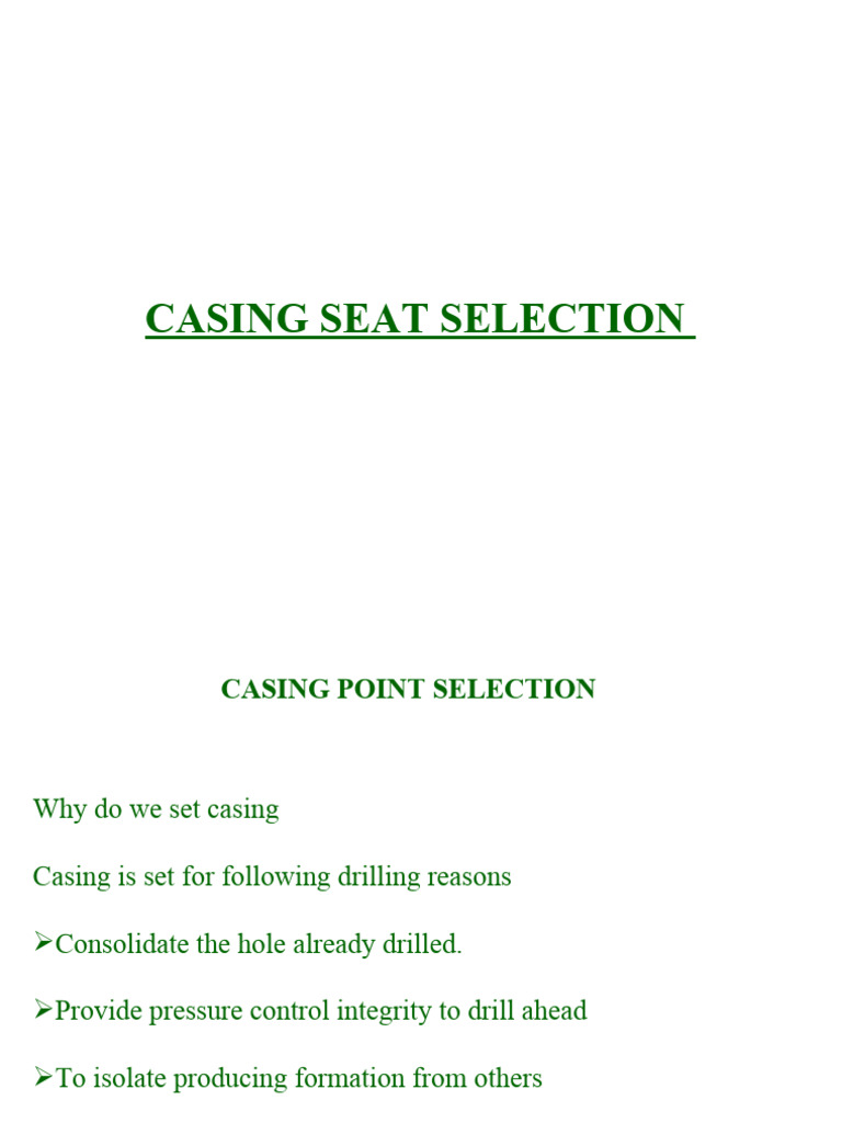 Optimizing Casing Seat Selection | PDF | Casing (Borehole)