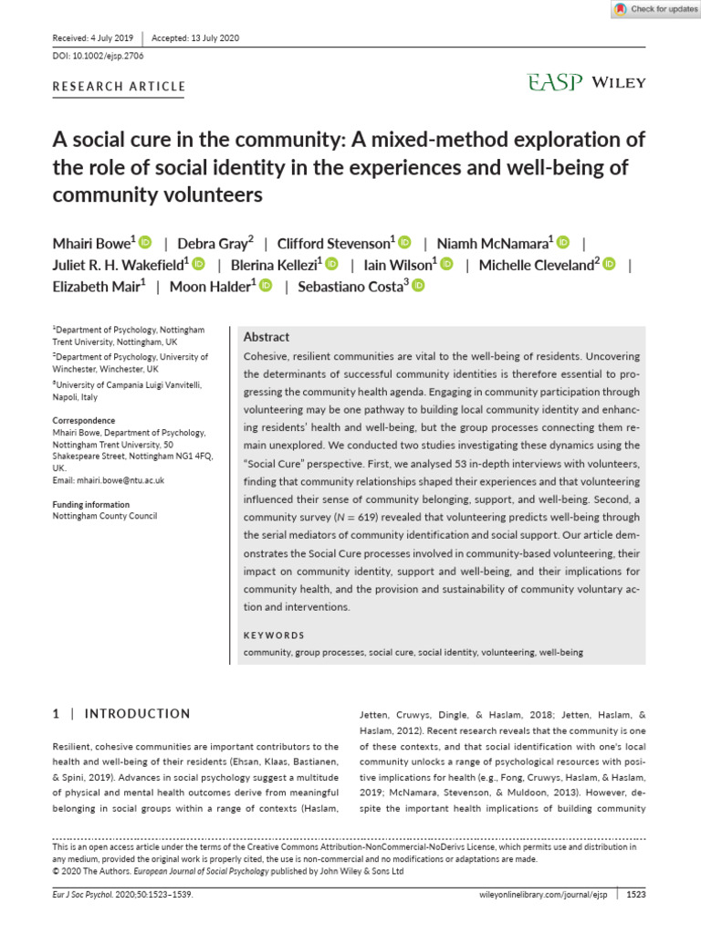 3 Volunteering and Community Identity | PDF | Community | Identity ...