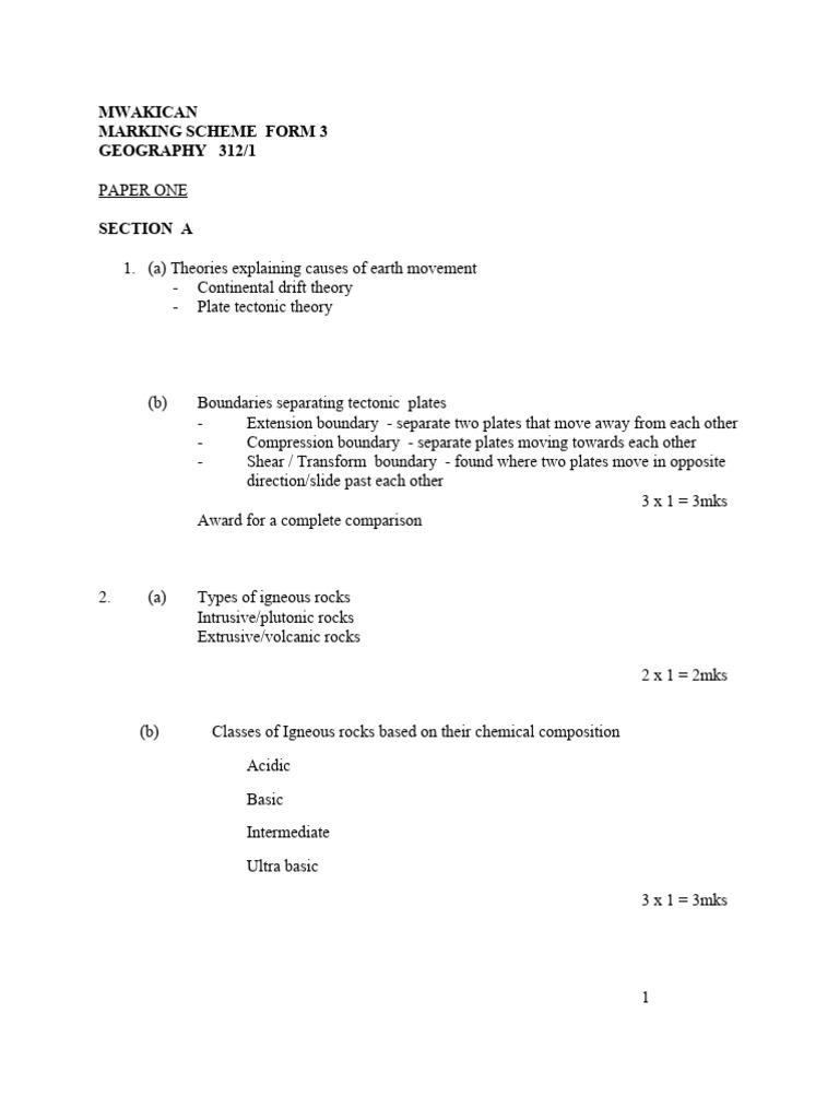 Geo f3 p1 M Scheme Mod15042022001 | PDF | Equator | Oceans