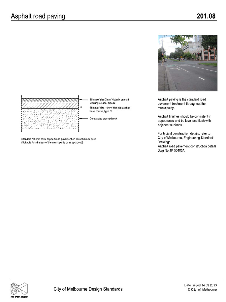 Design Standard 201 08 Paving Asphalt Road | PDF