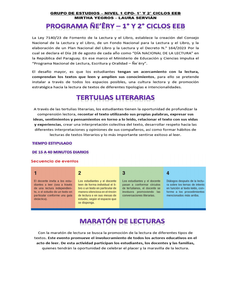 Programa Ñeery 1° y 2° Ciclos | PDF | Maestros | Ortografía