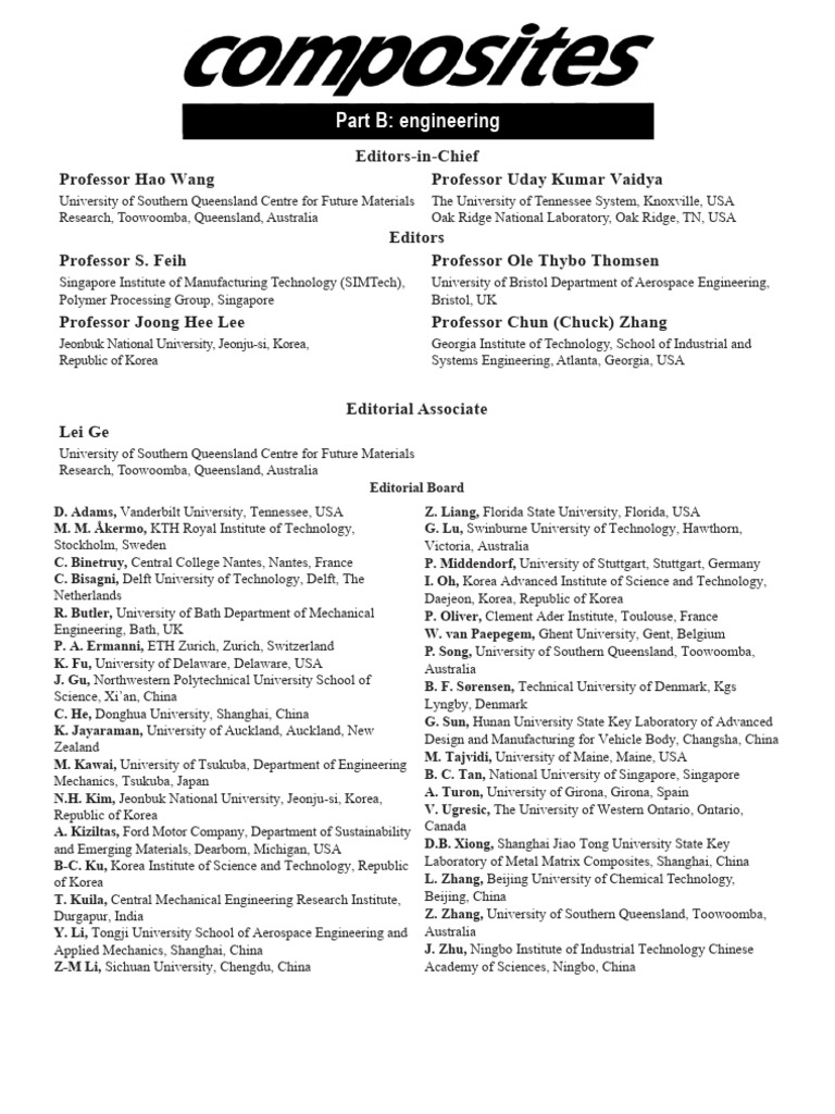 Editorial Board 2023 Composites Part B Engineering | PDF | China ...