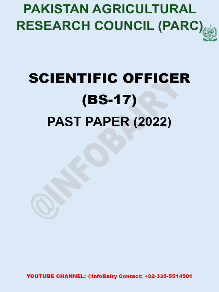 Scientific Officer - PARC Past Paper | PDF | Insects | Parasitism