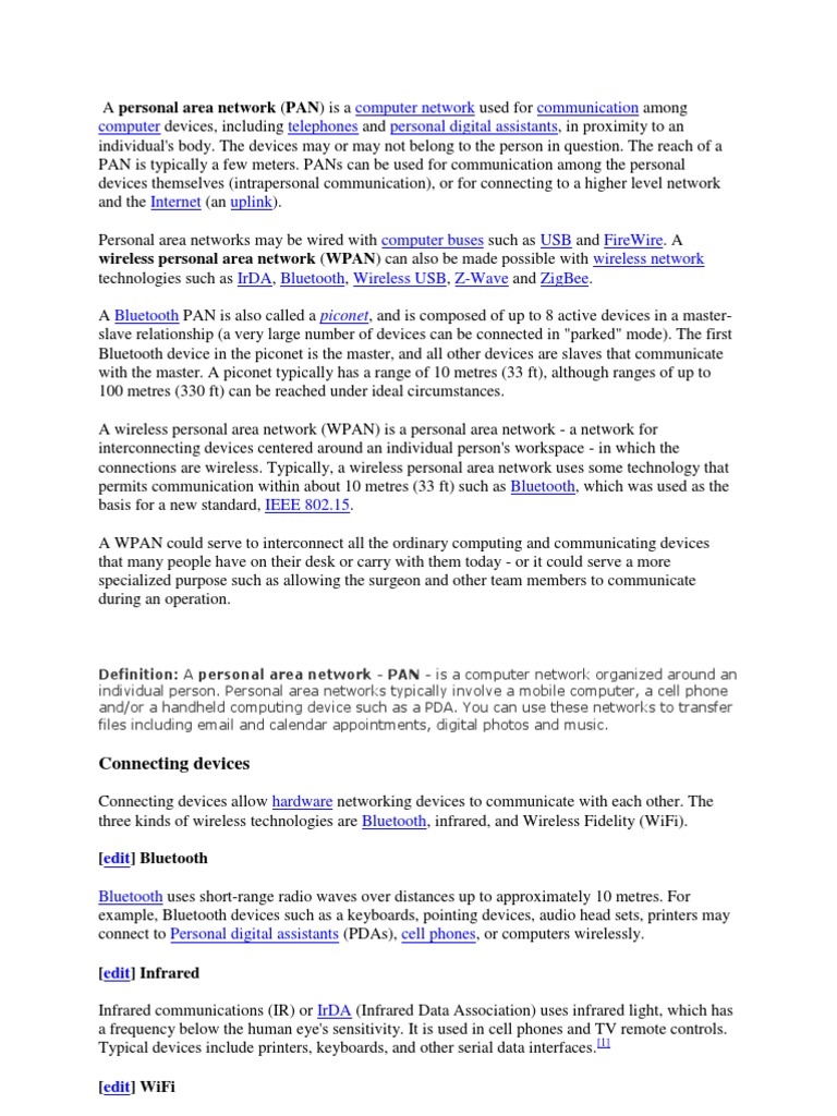 A Personal Area Network | PDF | Wi Fi | Telecommunications Infrastructure