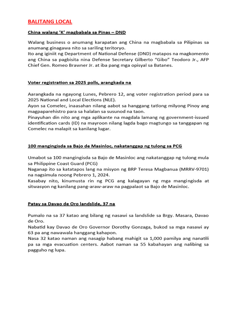 Balitang Local | PDF