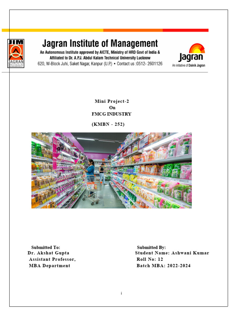 On FMCG Industry (KMBN - 252) : Mini Project-2 | PDF | Internet Of ...