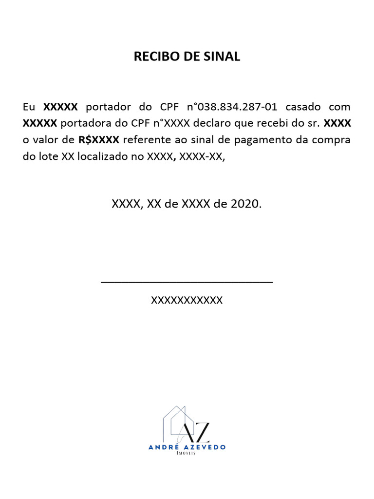 Recibo de Sinal de Compra de Lote | PDF