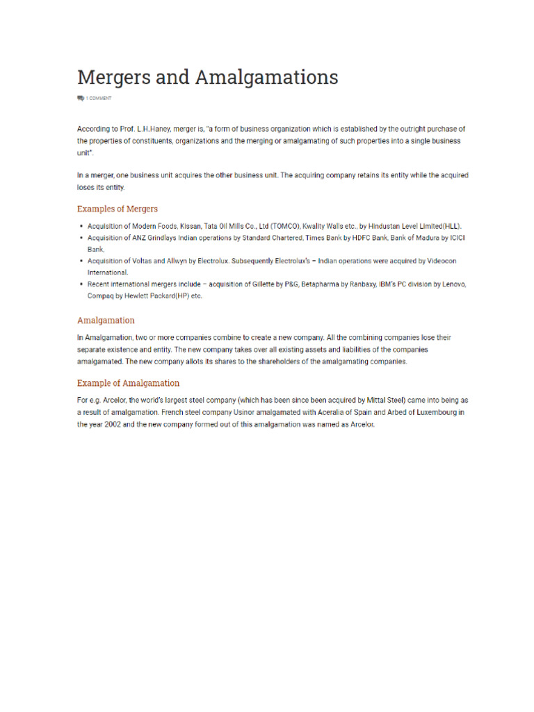 Unit-5 Merger | PDF | Mergers And Acquisitions | Marketing