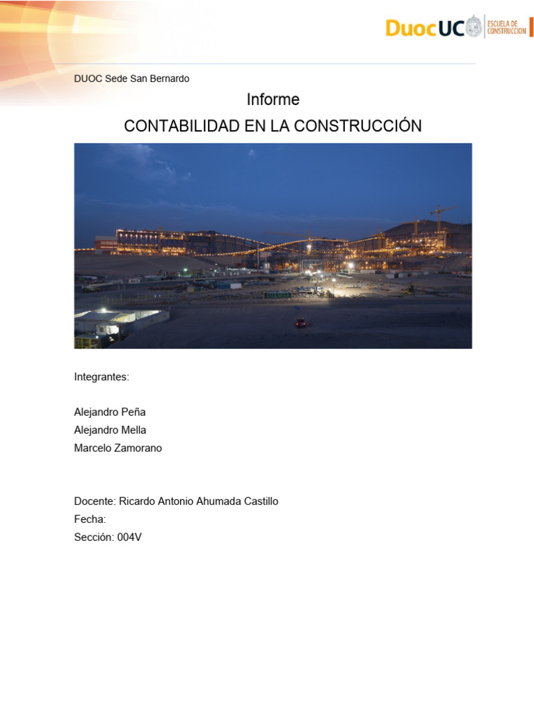 Informe Contabilidad en La ConstrucciÃ N 2 | PDF | Hoja de balance ...