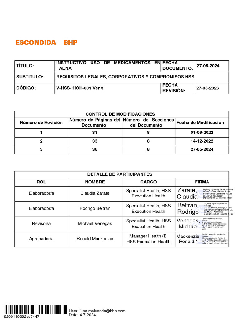 MEL INST Uso de Medicamentos en Faena | PDF | Medicamentos con receta ...