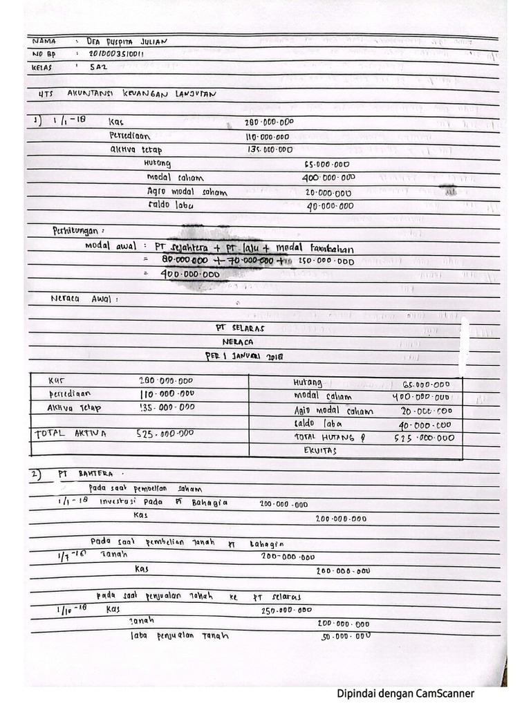 Uts Akt Keu Lanjutan Dea Puspita Julian | PDF