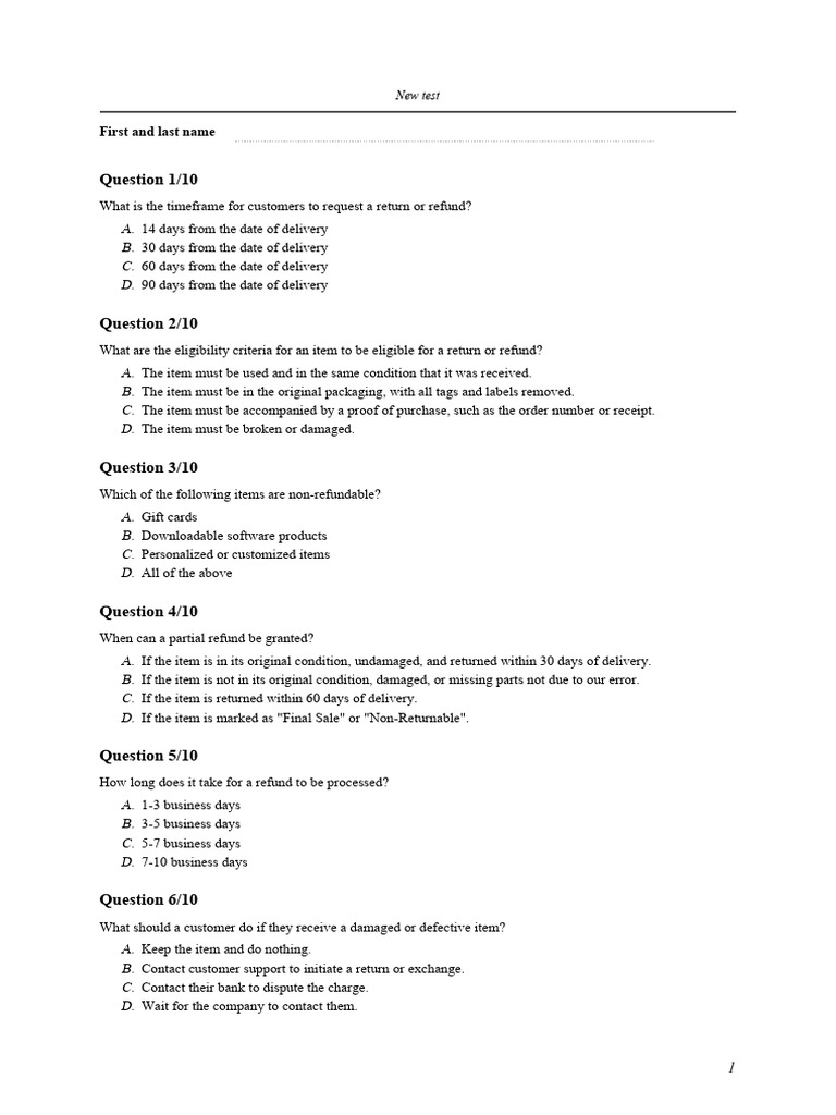 New test - questions | PDF