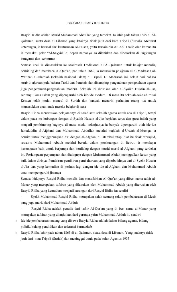 Biografi Rasyid Ridha | PDF