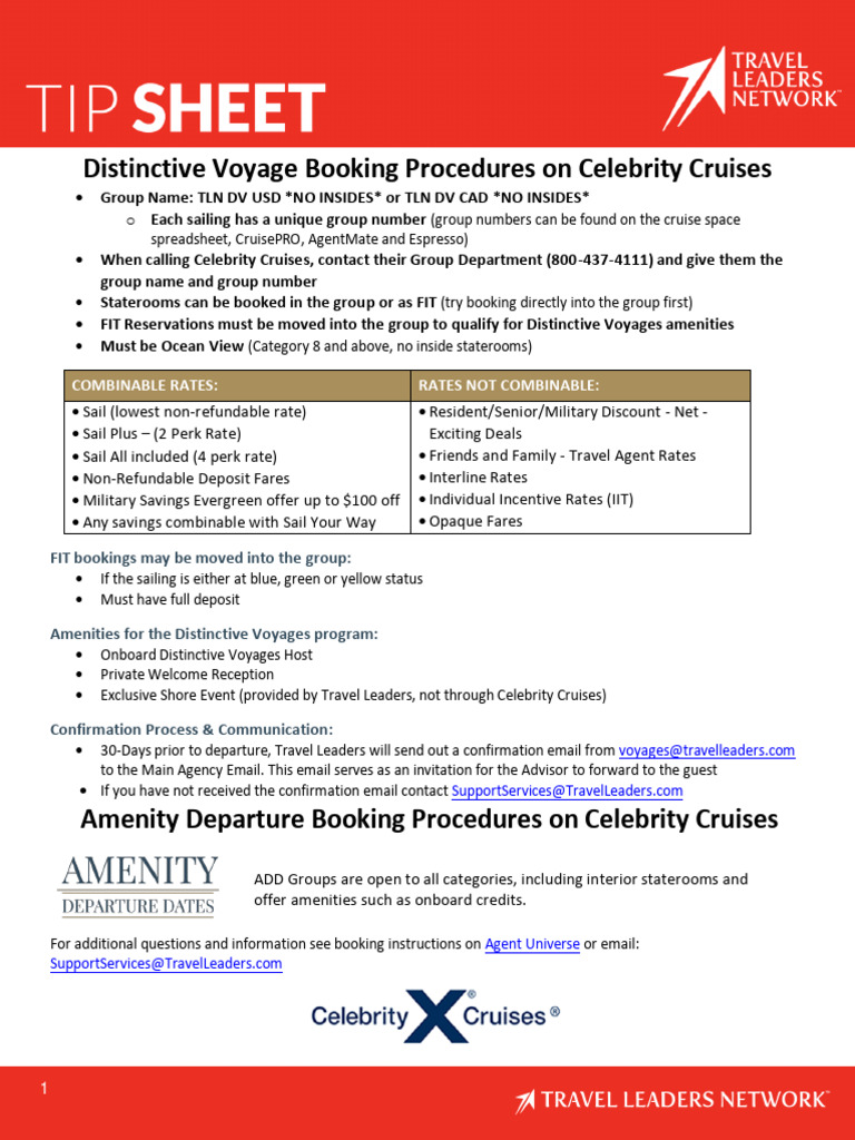 Tip Sheet DV and ADD Booking Instructions on Celebrity Cruises | PDF