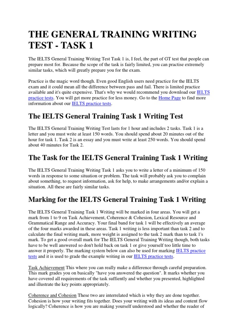 IELTS General Training Writing Task 1 Guide | PDF | International ...