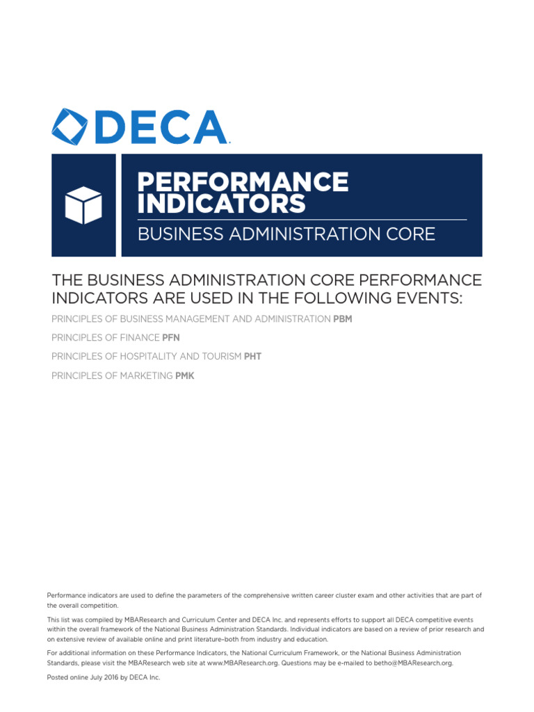 HS Business Administration Core Performance Indicators | PDF | Money ...