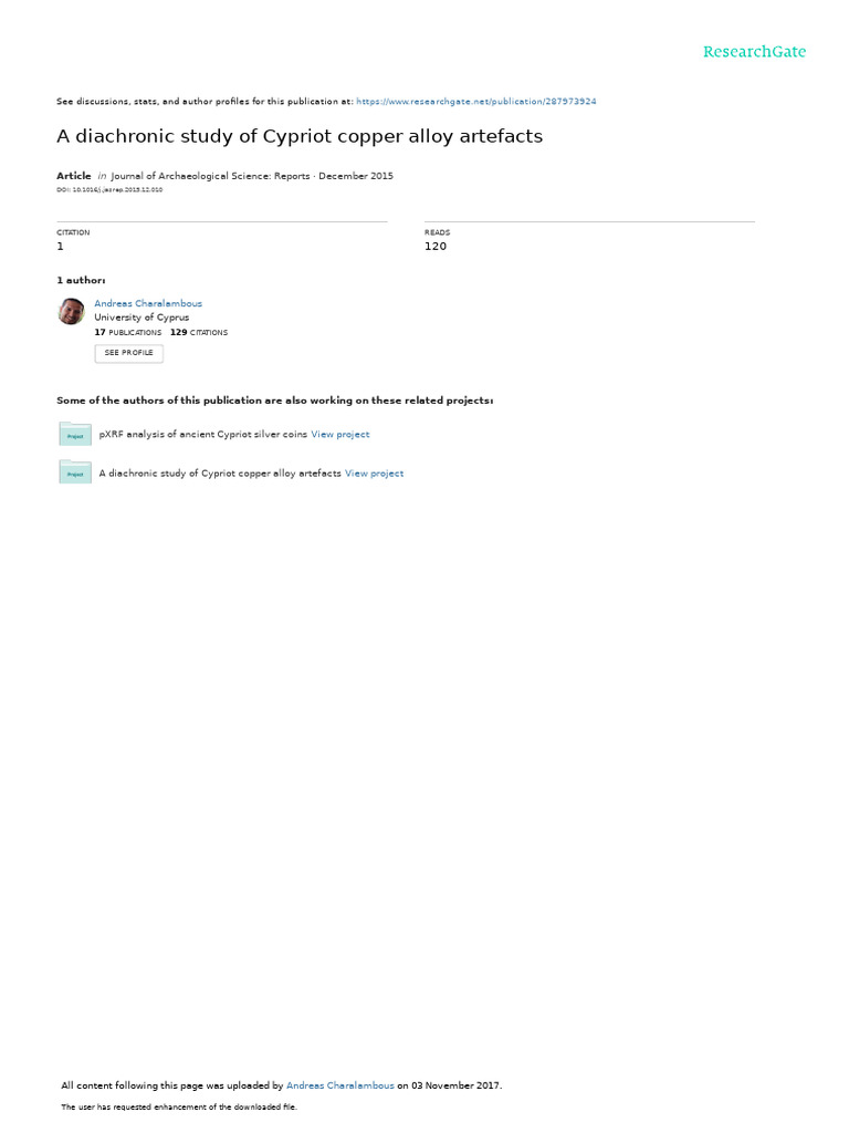 A Diachronic Study of Cypriot Copper Alloy Artefacts | PDF | Bronze ...