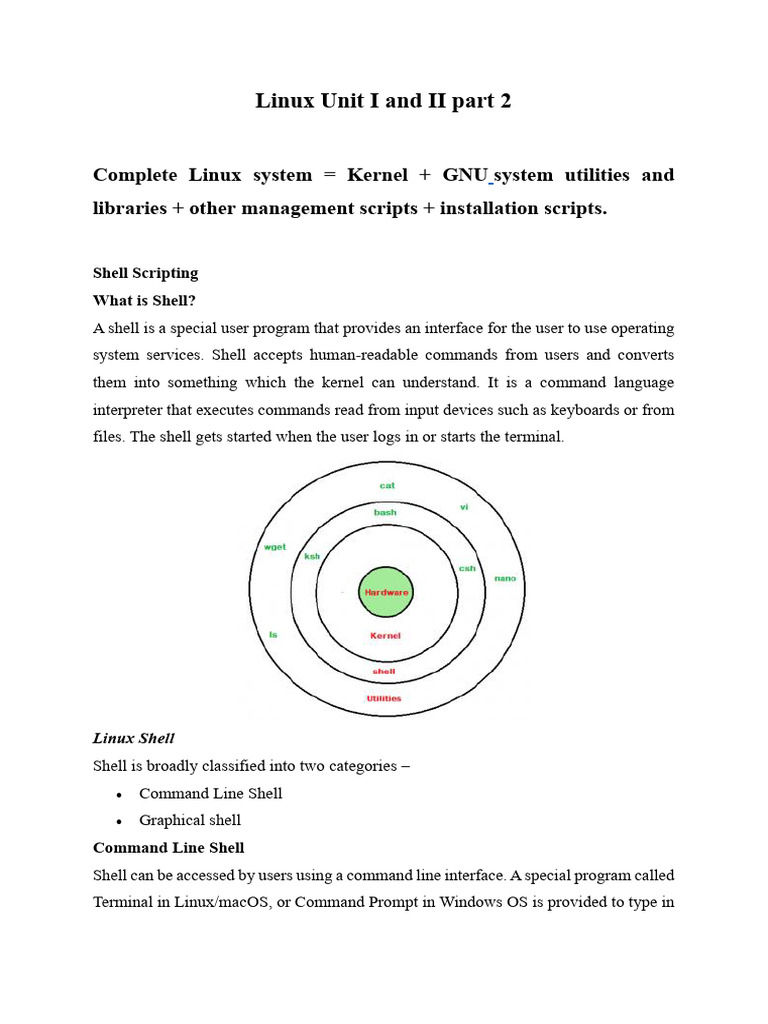 Linux Unit 1 And2 | PDF | Shell (Computing) | Operating System