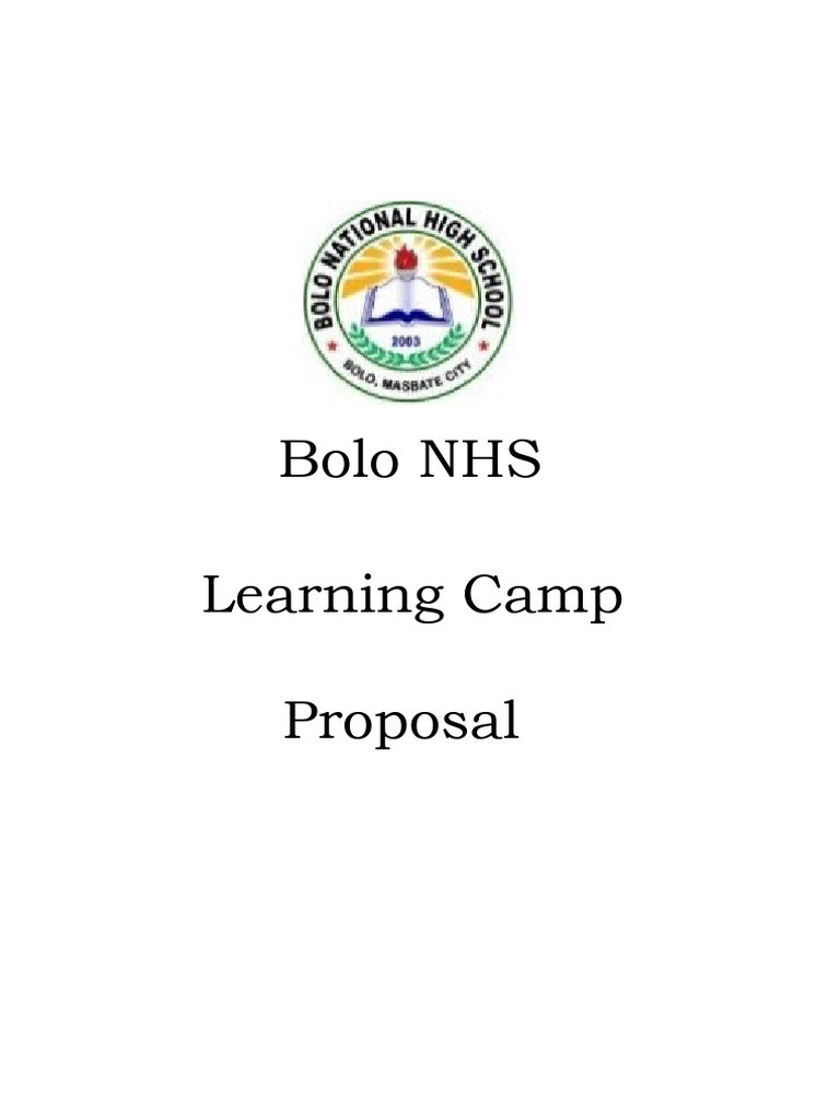 Bolo NHS Learning Camp 2023 Proposal | PDF | Learning | Teachers