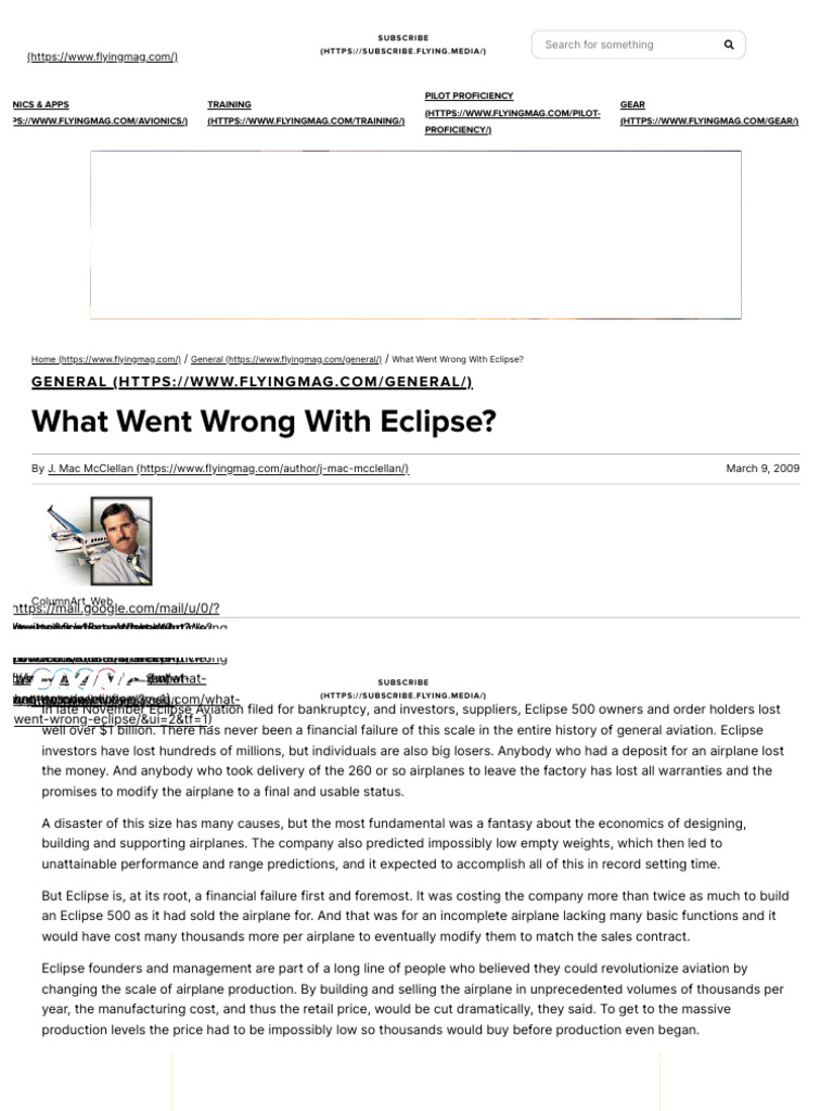 What Went Wrong With Eclipse_ - FLYING Magazine | PDF | Takeoff | Jet Aircraft