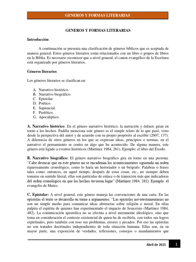 Generos y Formas Literarias | PDF | Narración | Libro de revelación