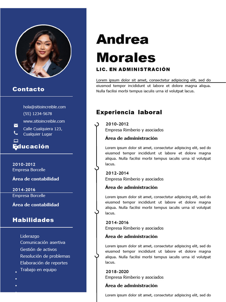 Currículum Vitae Cv de Enfermería Moderno Azul | PDF
