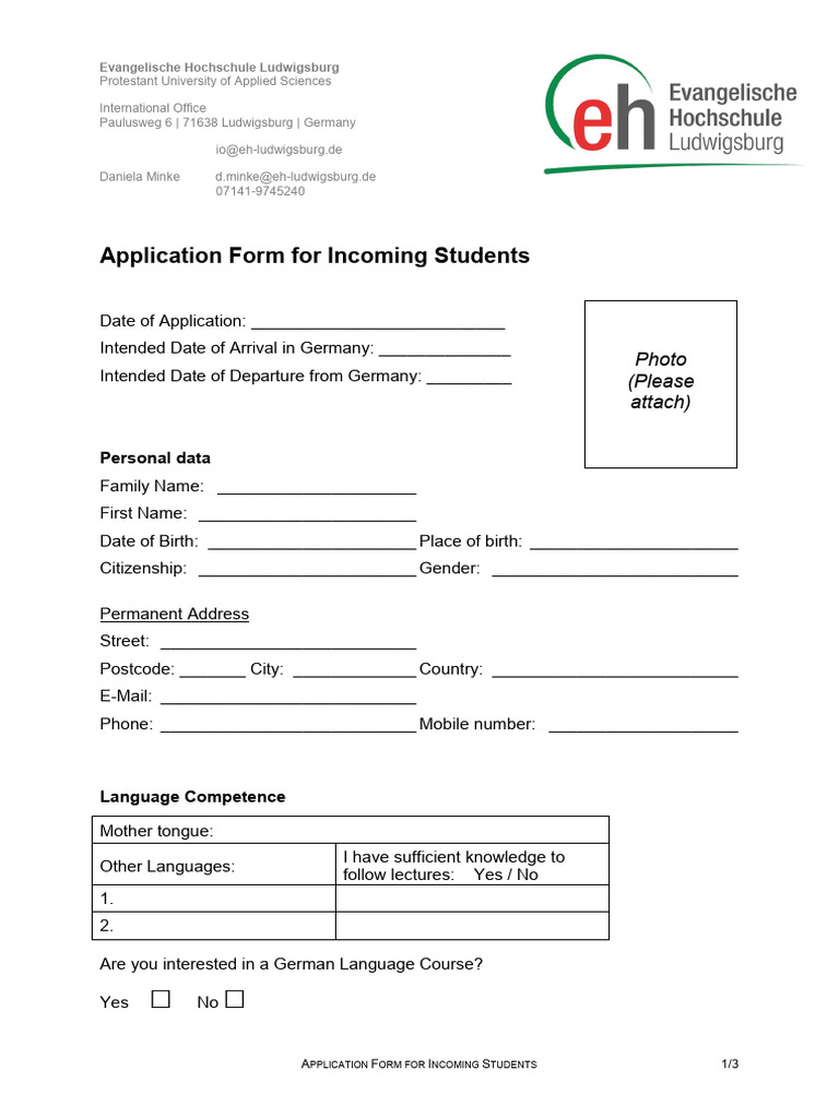 Incoming Student Application Form | PDF | Career & Growth | Art