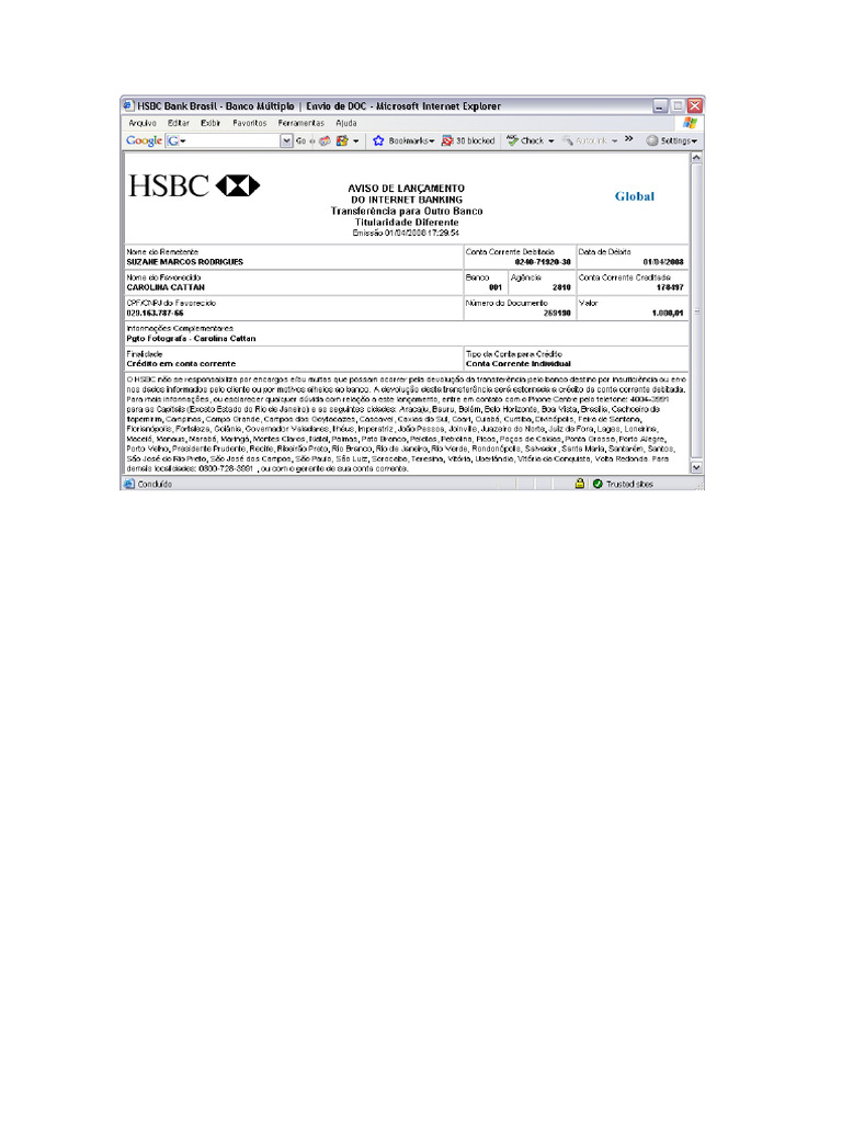 Comprovante Pgto Carol Cattan | PDF